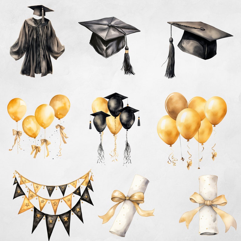 Graduation Clipart, Cap and Gown, Diploma, Grad Cap, Graduation Clip ...