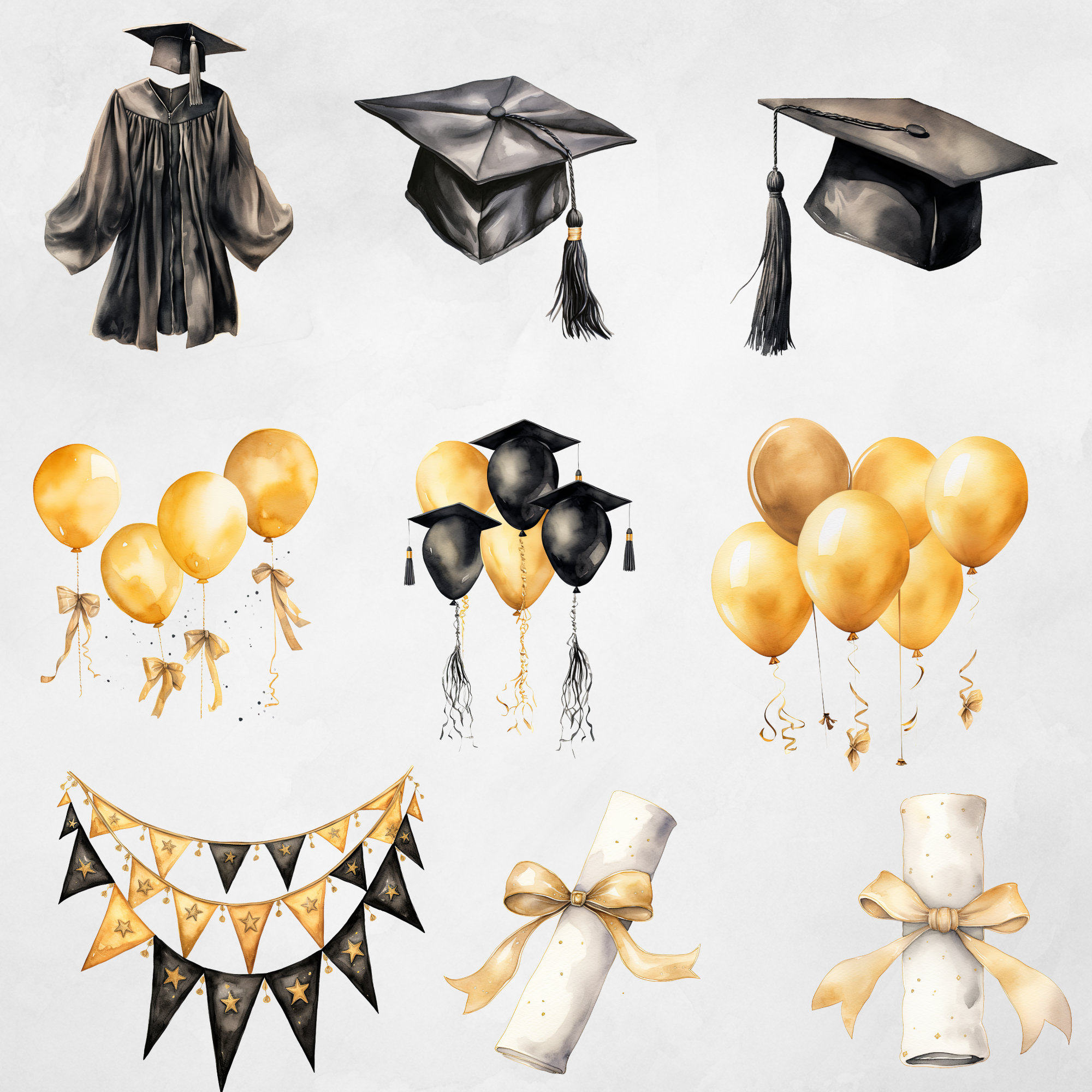 Graduation Clipart, Cap and Gown, Diploma, Grad Cap, Graduation Clip ...