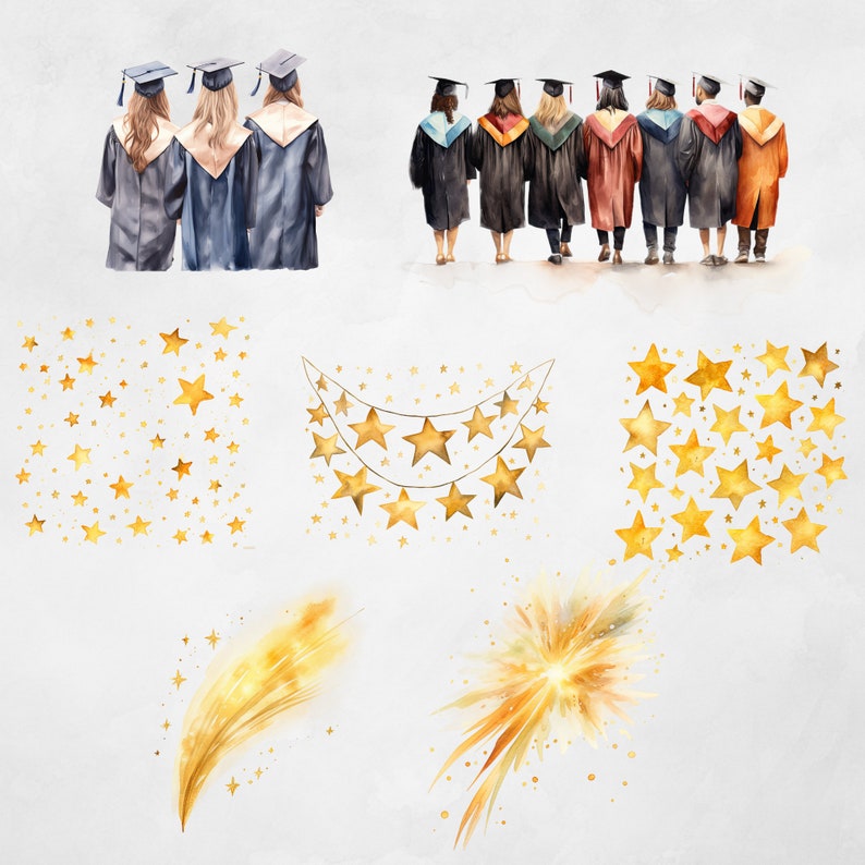 Graduation Clipart, Cap and Gown, Diploma, Grad Cap, Graduation Clip ...