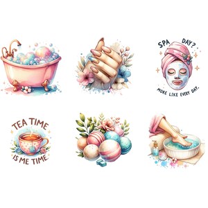 Watercolor Cozy Self Care Clipart Set, Spa Digital Stickers for ...