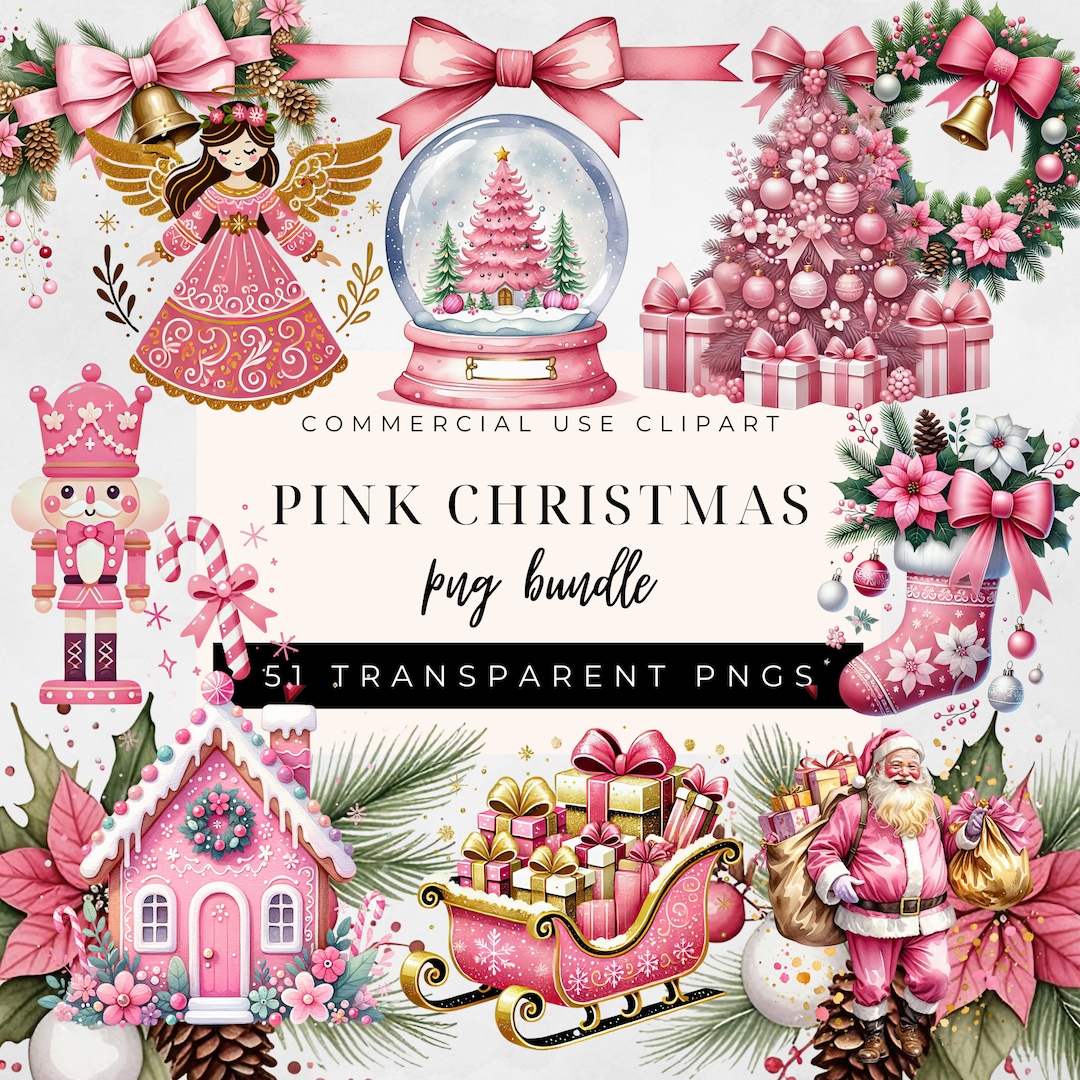 Pink Christmas Clipart, Pink Png, Gingerbread Clipart, Pink Ornament ...