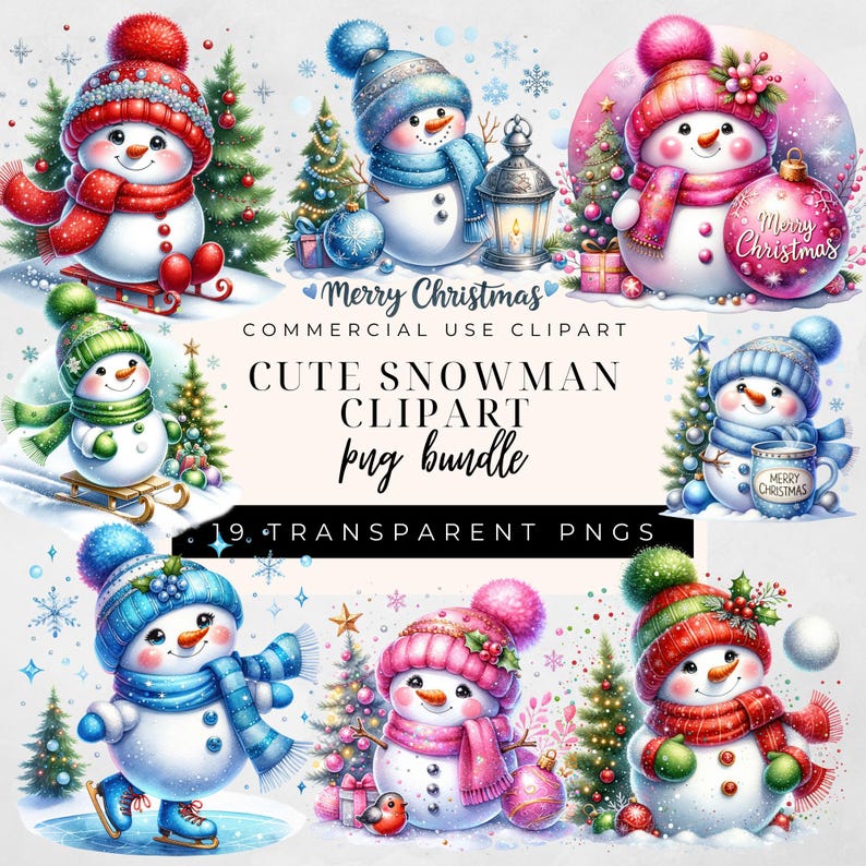 Snowman Clipart, Snowman PNG, Winter Clipart PNG, Cute Snowman Clipart ...