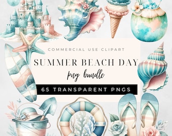 Summer Beach Watercolor Clipart Bundle Vacation Clip Art Boho Tropical ...