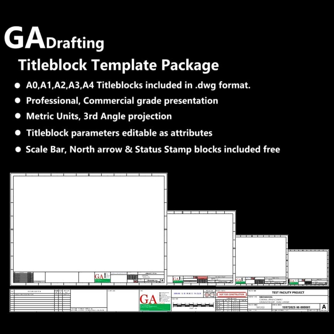 CAD Title Block Template A0-a4+free Blocks - Etsy