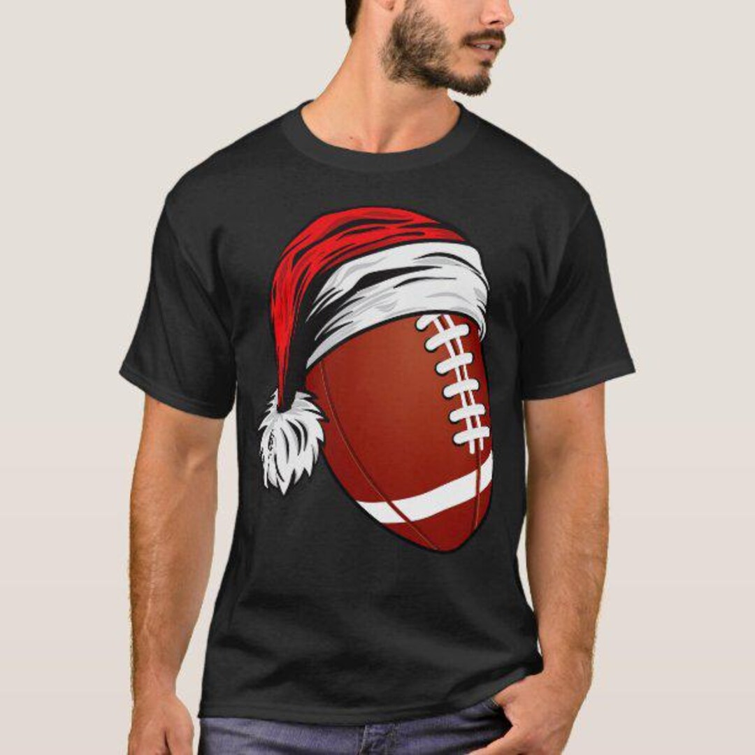 Football Santa Hat T Shirt Christmas Themed Football Fan T Shirt - Etsy