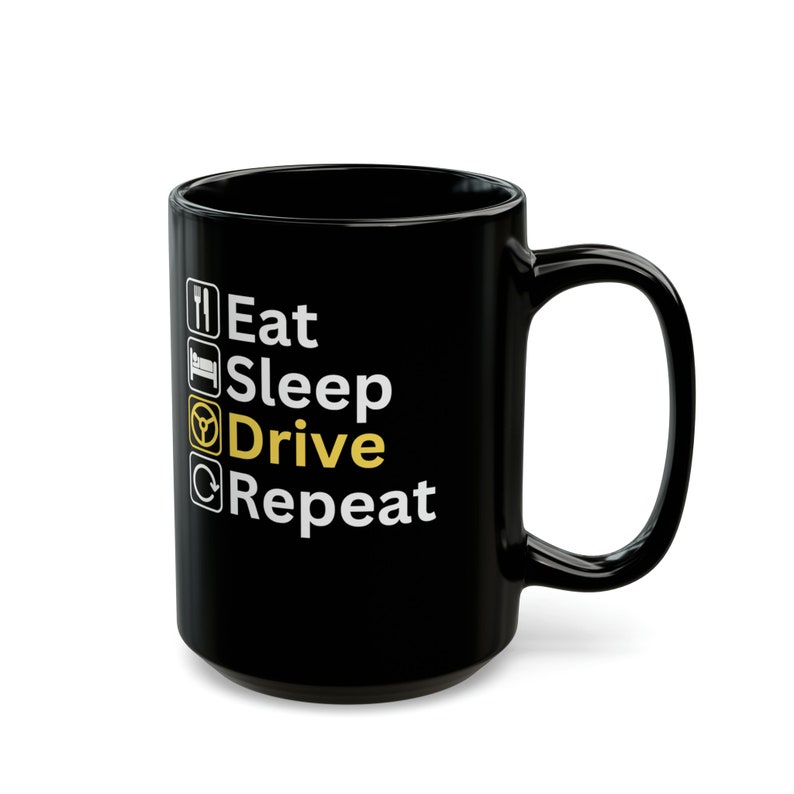Eat Sleep DRIVE Repeat ICONS Coffee Mug | Yellow | Car Enthusiast ...