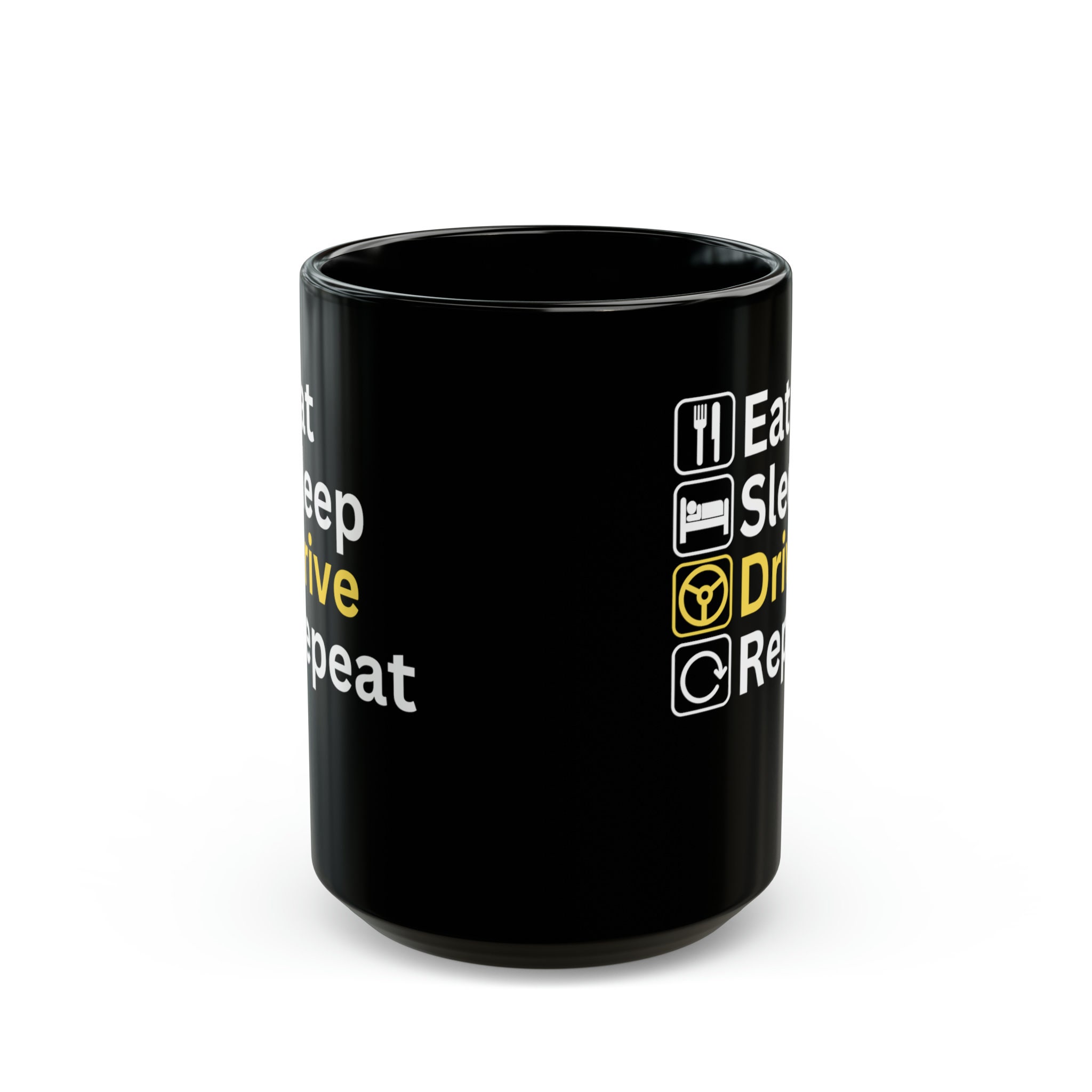 Eat Sleep DRIVE Repeat ICONS Coffee Mug | Yellow | Car Enthusiast ...