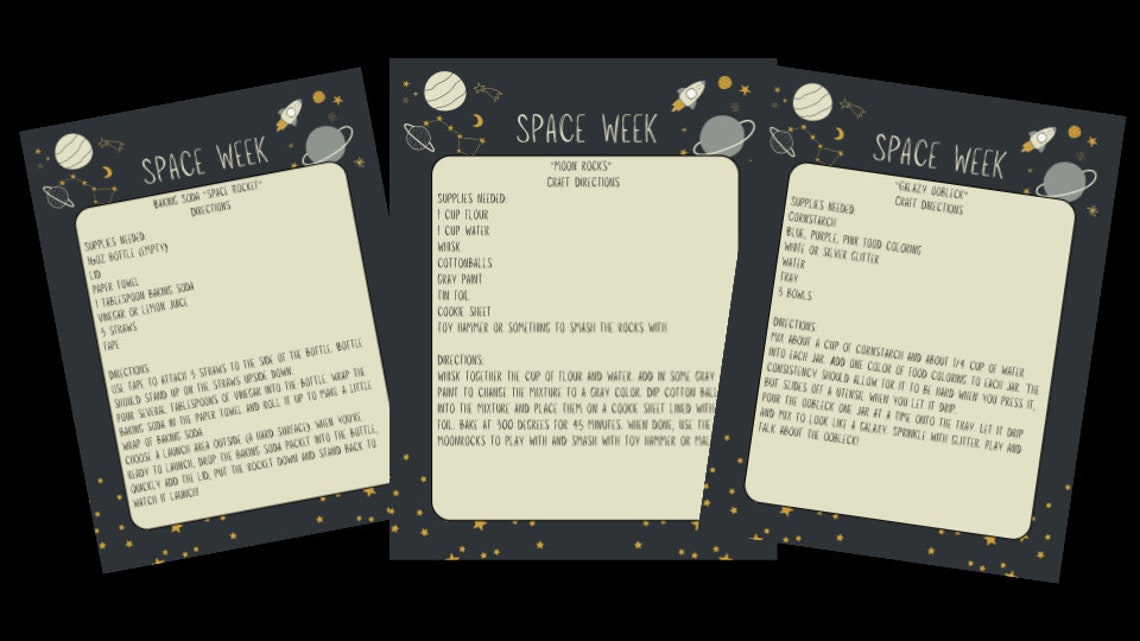 Space Week Summer Activities Summer Camp at Home Out of This World ...