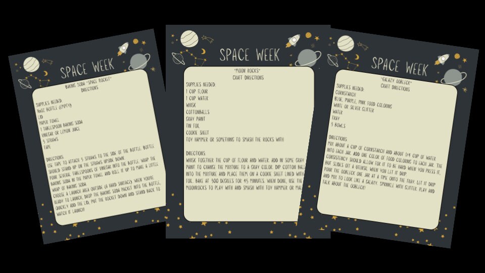 Space Week Summer Activities Summer Camp at Home Out of This World ...