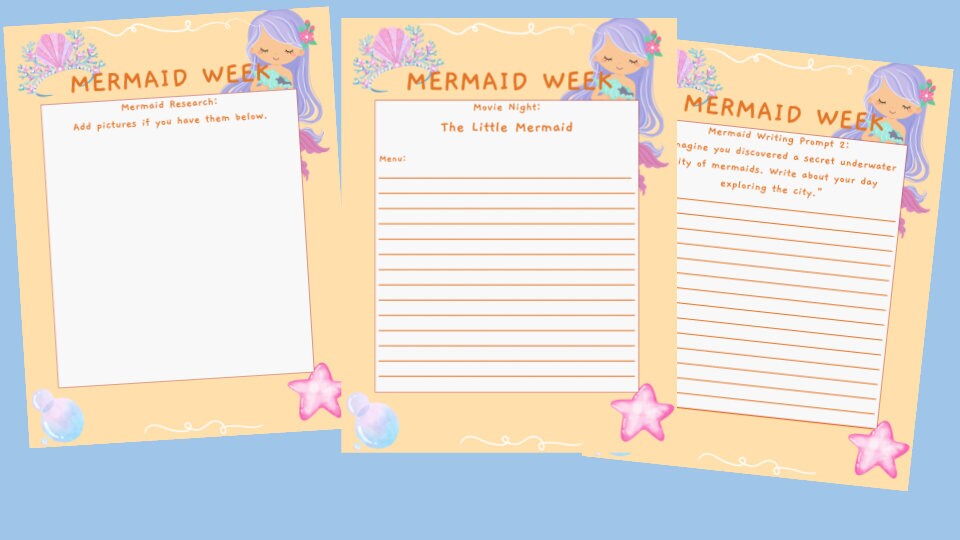 Mermaid Summer Camp Week Summer Camp at Home Mermaid Week Fun Mermaid ...