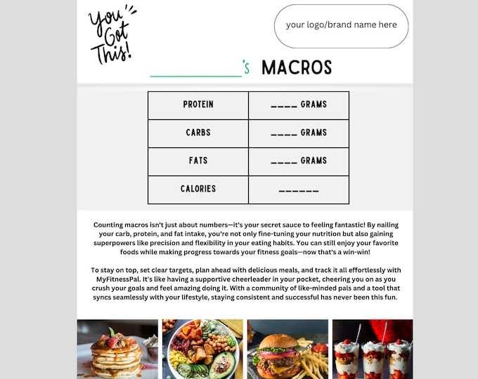 Personalized Macros Template for Health and Fitness Coaches | Editable ...