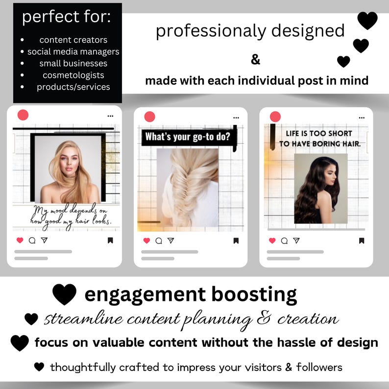 Instagram Puzzle Feed Template -- Hair Stylist -- Cosmetologist -- Hair ...