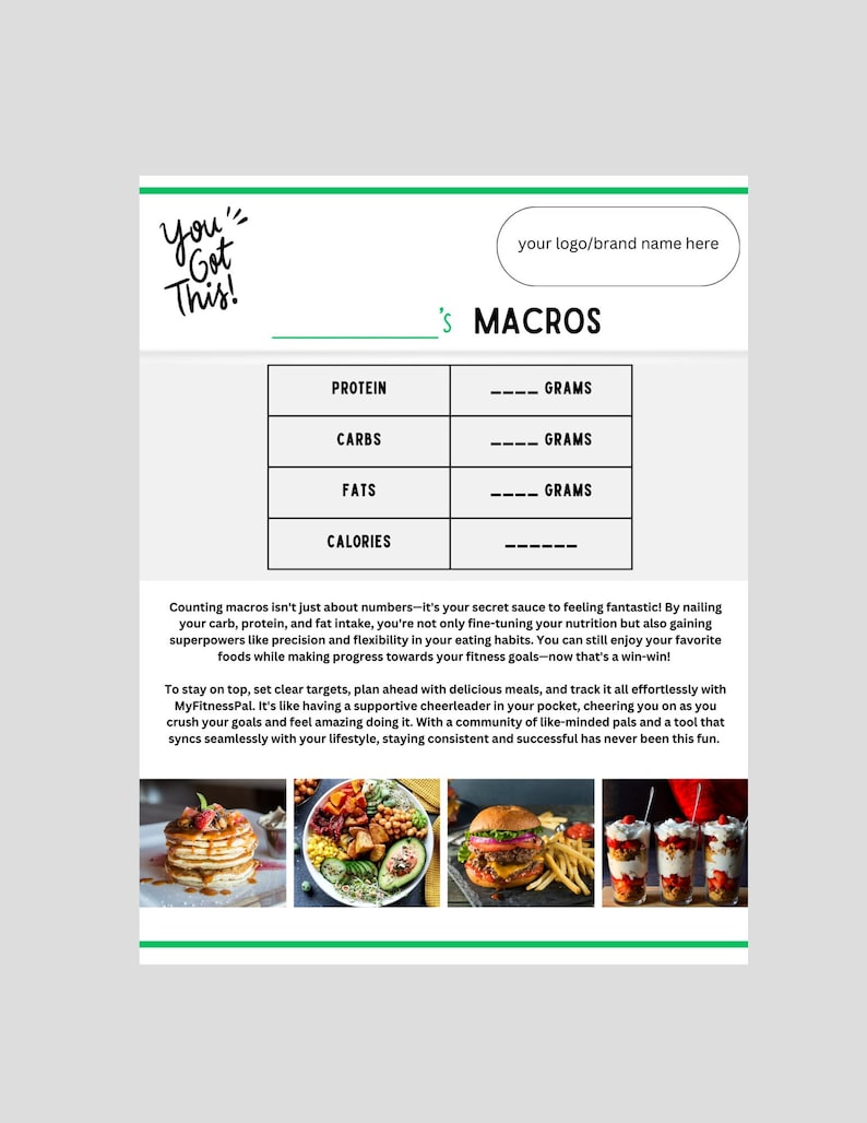 Personalized Macros Template for Health and Fitness Coaches | Editable ...