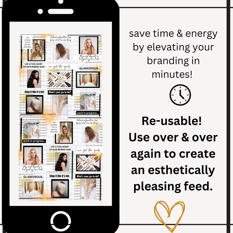 Instagram Puzzle Feed Template -- Hair Stylist -- Cosmetologist -- Hair ...
