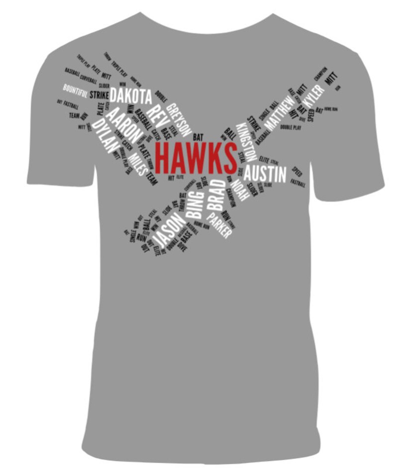 Hawks Word Art T-shirt (3 Colors) - Etsy