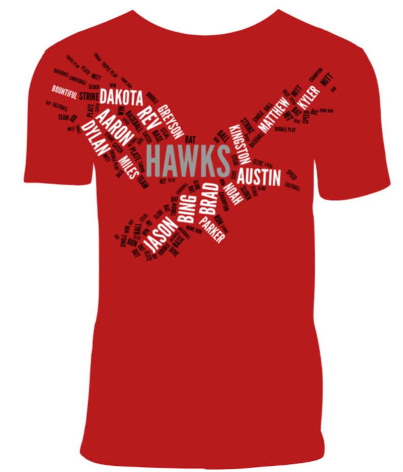 Hawks Word Art T-shirt (3 Colors) - Etsy