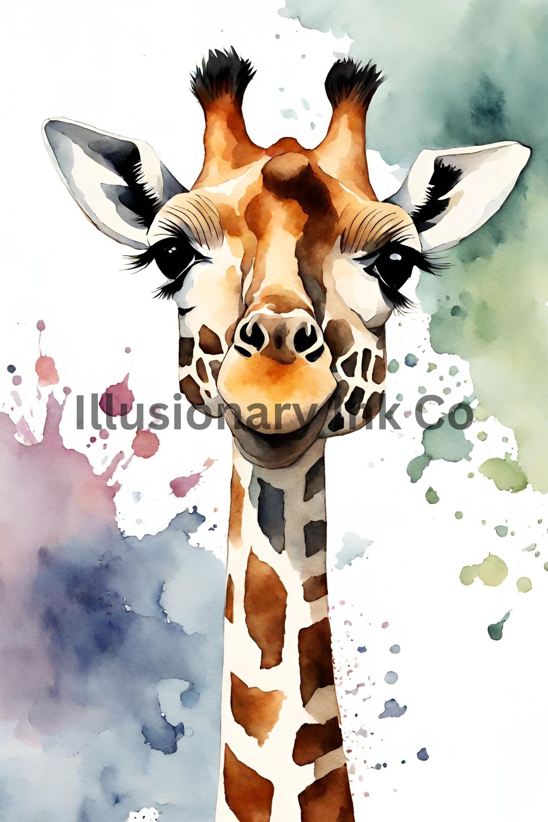4 Watercolor Giraffe Printable Art. Giraffe Illustration. Colorful ...