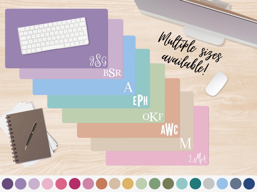 Custom Desk Mat Monogram Desk Decor, Pink Desk Mat Aesthetic Mousepad ...