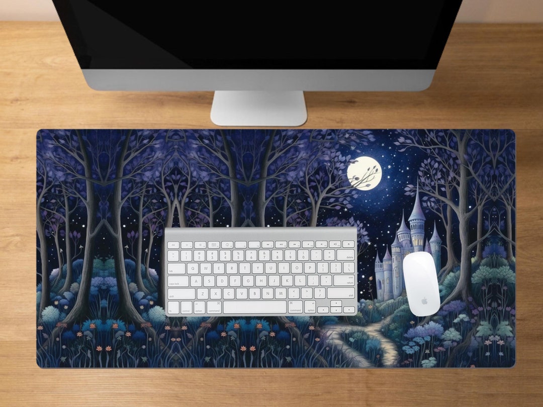 Fairytale Enchanted Forest Custom Desk Mat Decor, Magical Forest Castle ...