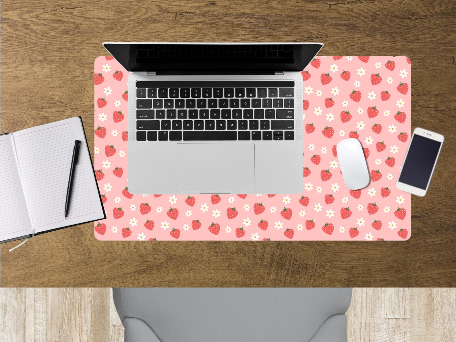 Custom Desk Mat Strawberry Desk Decor, Pink Desk Mat Aesthetic Desk ...