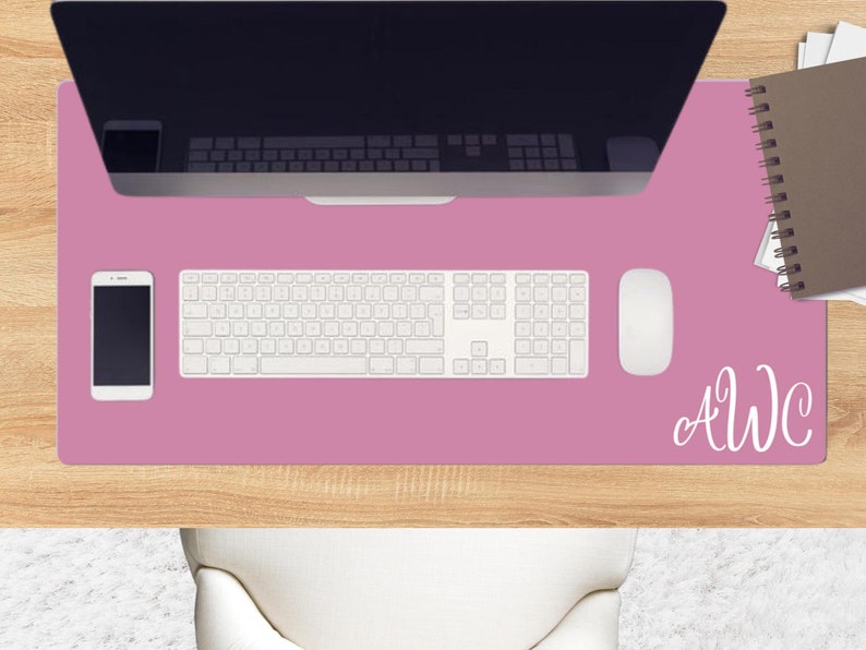 Custom Desk Mat Monogram Desk Decor, Pink Desk Mat Aesthetic Mousepad ...