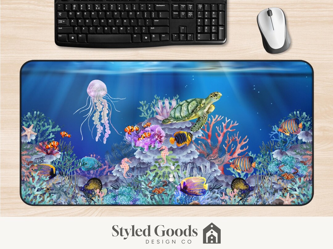 Under the Sea Desk Mat Ocean Mouse Pad Aquatic Desk Decor Ocean Life ...