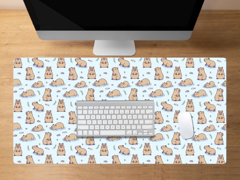 Cute Capybara Custom Desk Mat, Capybara Cute Desk Decor, Capybara Gift ...