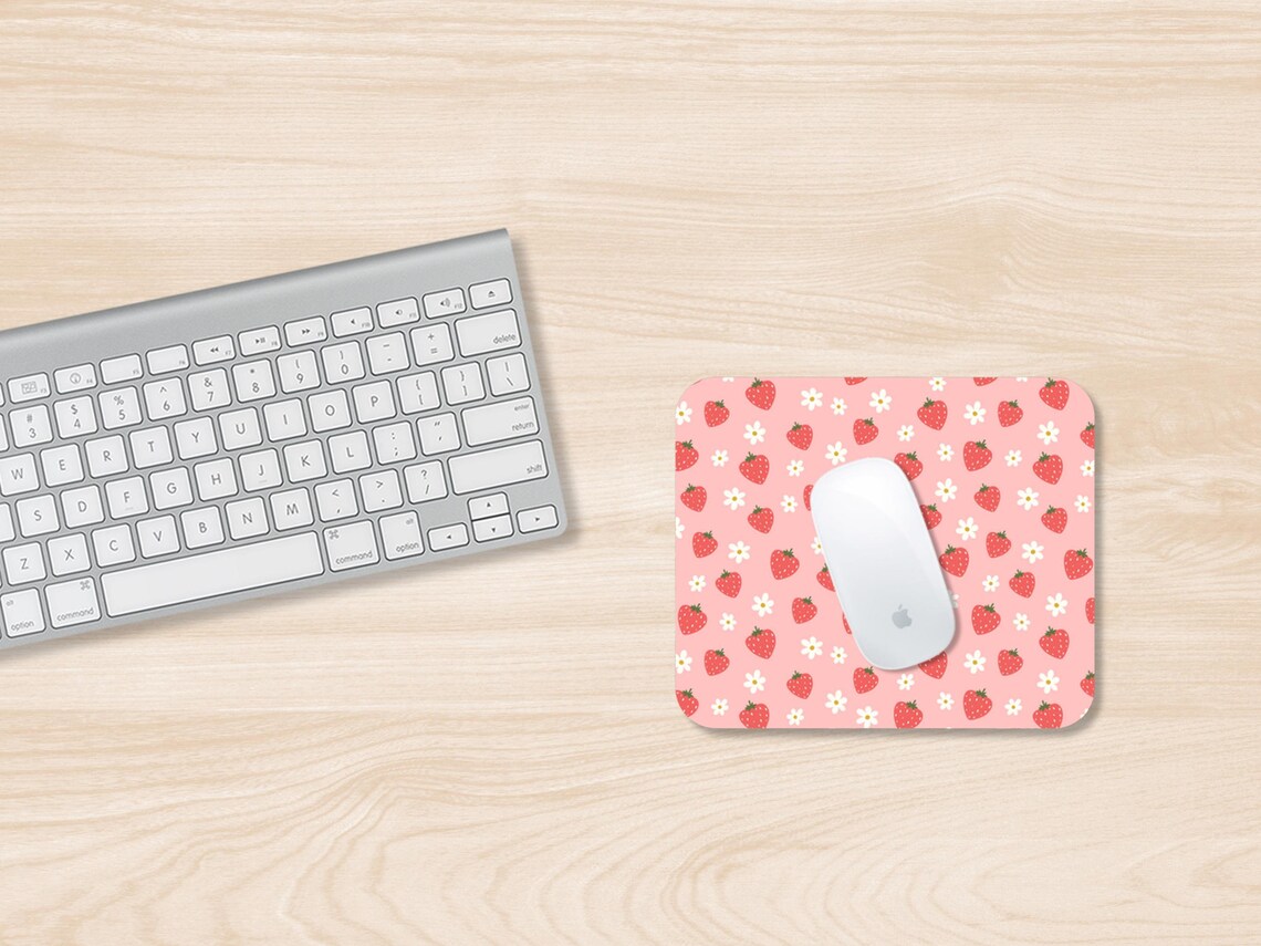Custom Desk Mat Strawberry Desk Decor, Pink Desk Mat Aesthetic Desk ...