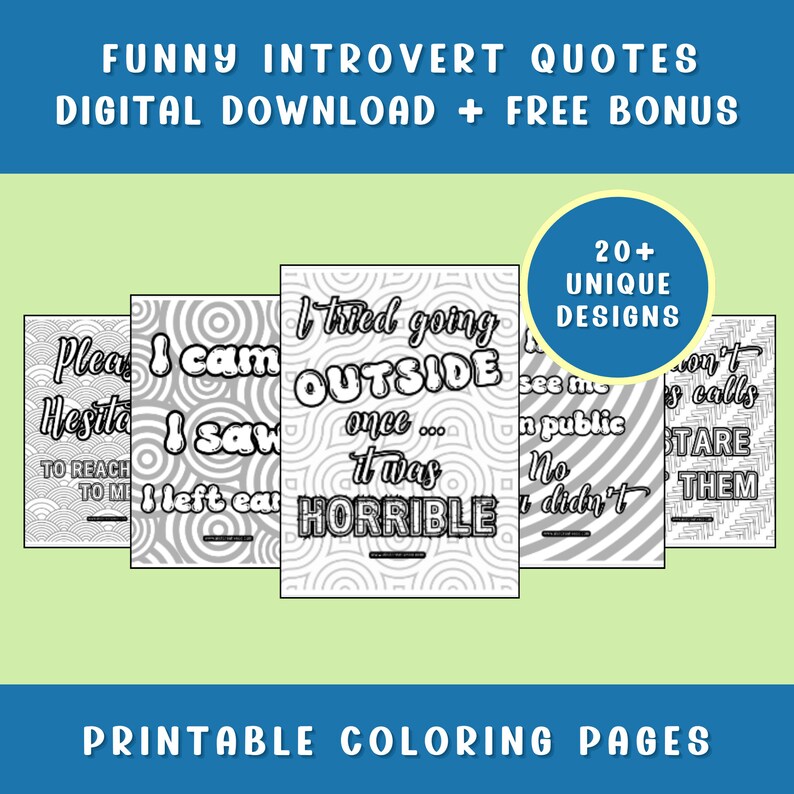 20 Funny Introvert Quote Coloring Pages FREE Bonus A PDF Digital ...