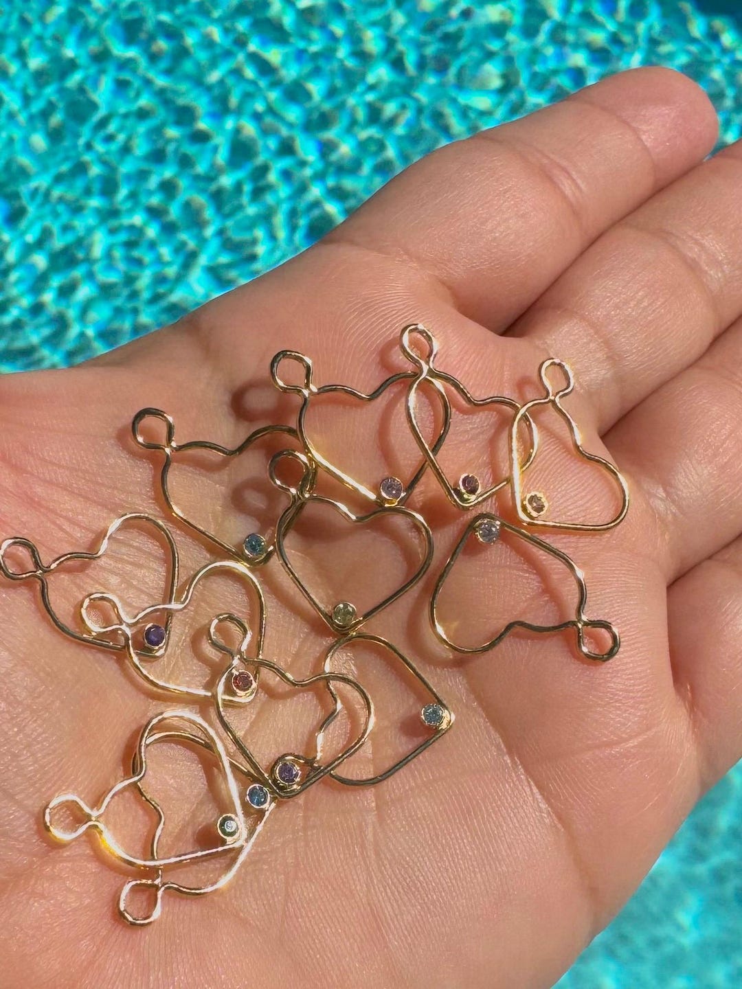 Birthstone Wire Heart Charm 14K Gold Filled Charm 15.5mm Wire Heart ...