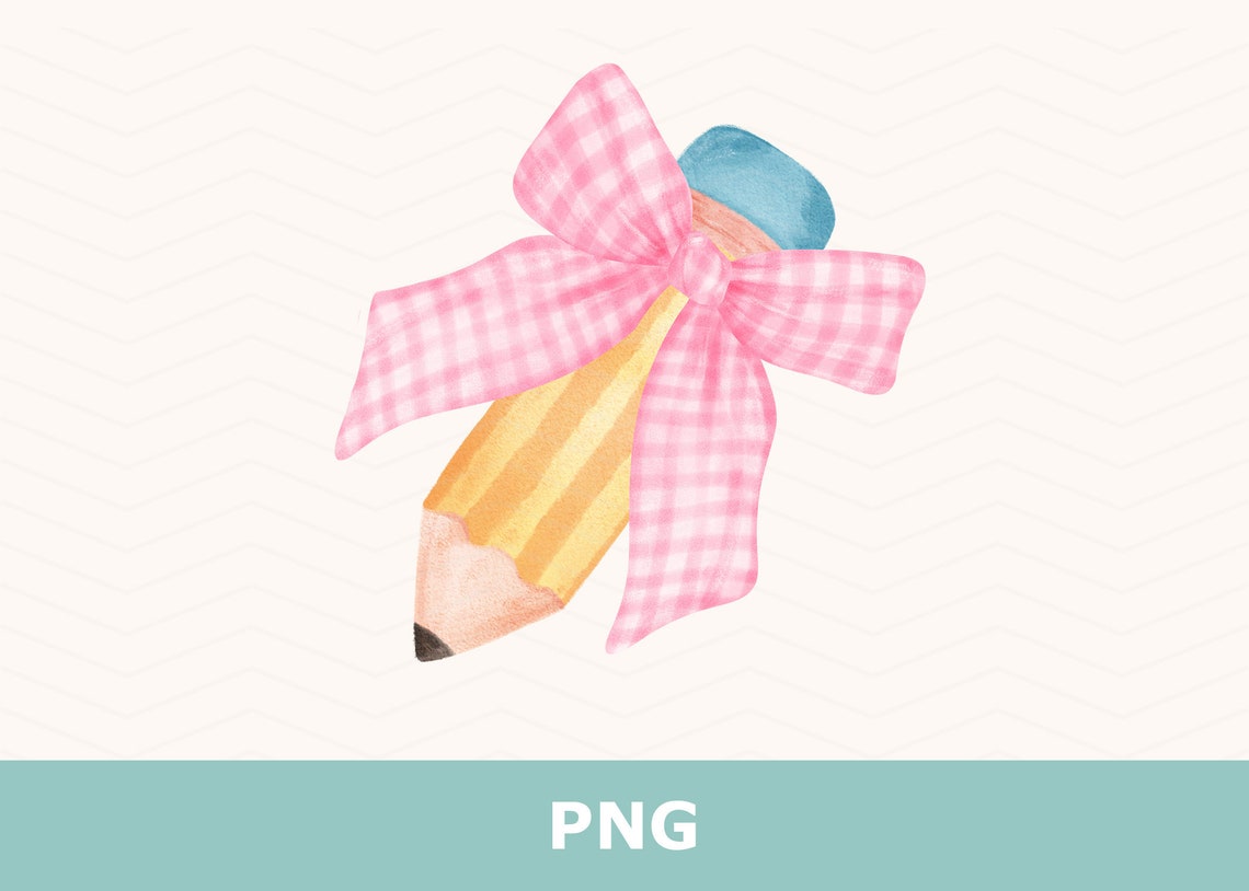 Pencil Bow Png, Teacher Png, Back to School Png, Coquette Pencil Bow ...