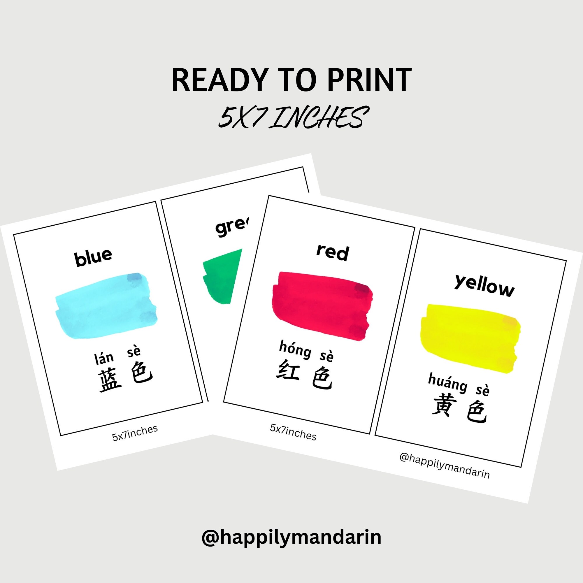 Bilingual Flash Cards for Kids/colors in Mandarin Chinese and English ...