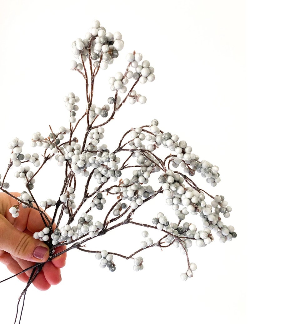 Berry Sprigs/stems in Slate Blue, Gray Artificial Berries, Berry Stems ...