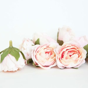 20 Mini Vintage Inspired Ruffled Roses in Pink and White - SMALL ...