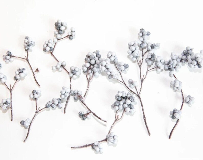 Berry Sprigs/stems in Slate Blue, Gray - Artificial Berries, Berry ...