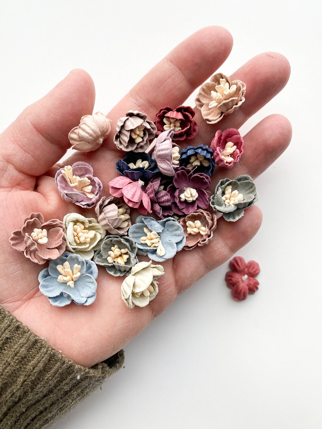20 Mulberry Paper Flower Blossoms - CHOOSE COLOR - Paper Blossoms ...
