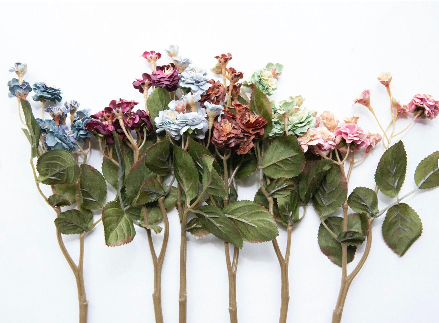 Wine Red Primrose Stem, Artificial Pompon Rose Stem Burgundy Rose Stem ...