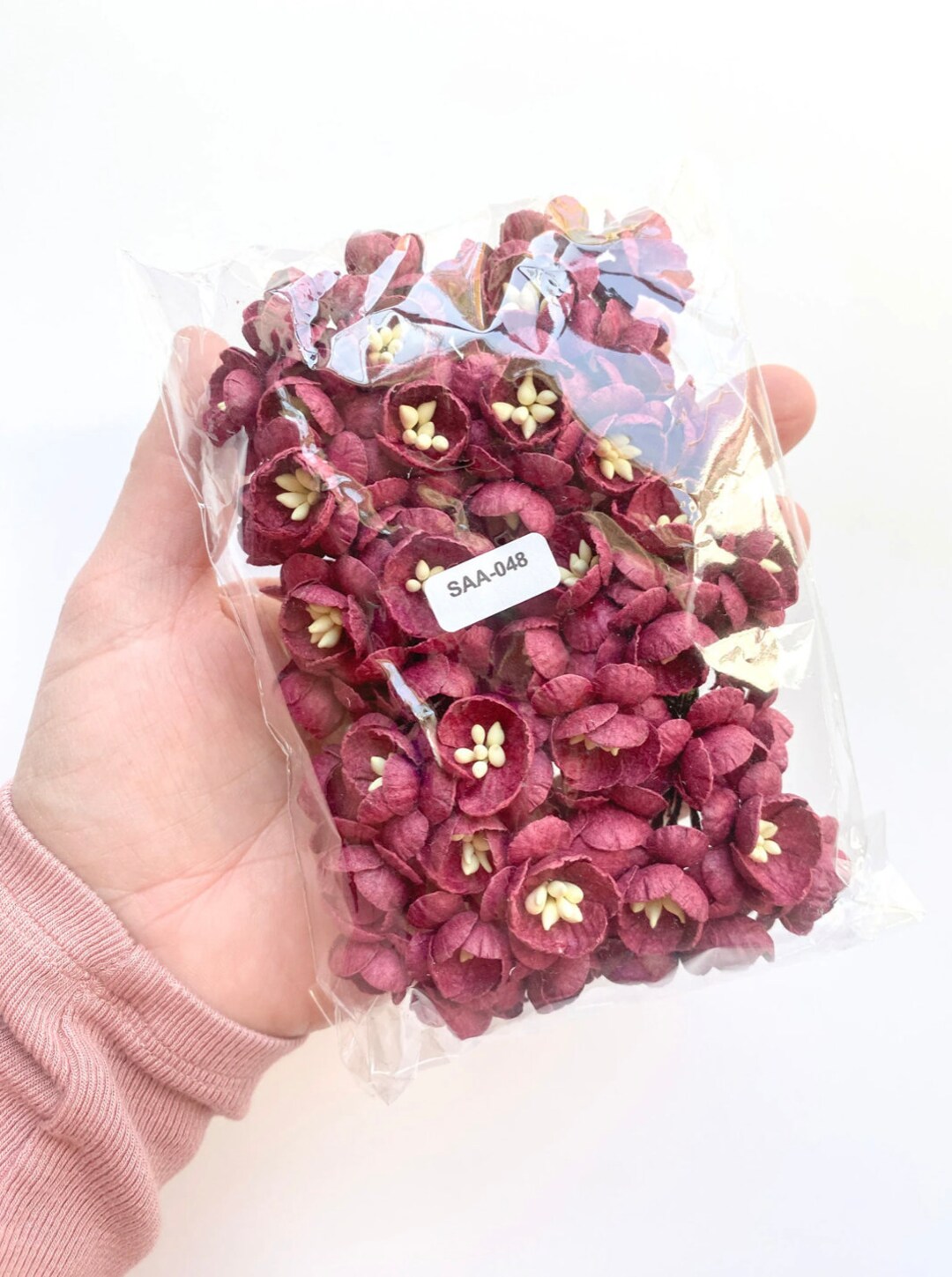 50 Cherry Blossom Mulberry Paper Flowers CHOOSE Maroon or Red - Paper ...