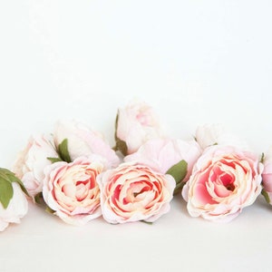 20 Mini Vintage Inspired Ruffled Roses in Pink and White - SMALL ...