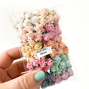 100 Open Rose Mulberry Paper Flowers - CHOOSE COLOR - 10mm - Artificial ...