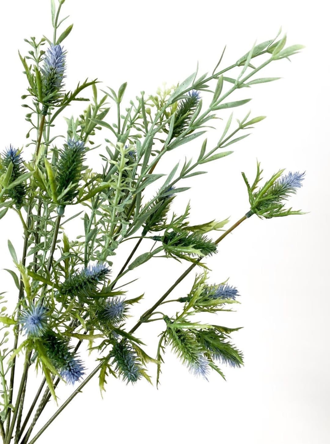 8 Artificial Blue Thistle and Mixed Grass Stems - Artificial Thistle ...