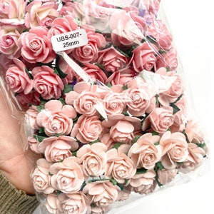 100 Open Rose Mulberry Paper Flowers in Pink Tones Mix - 10-25mm ...