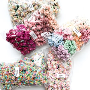 100 Open Rose Mulberry Paper Flowers - CHOOSE COLOR - 10mm - Artificial ...