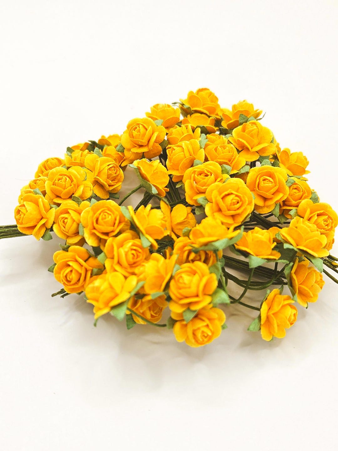 Mustard Open Rose Mulberry Paper Flowers - 10mm - CHOOSE QTY - Etsy