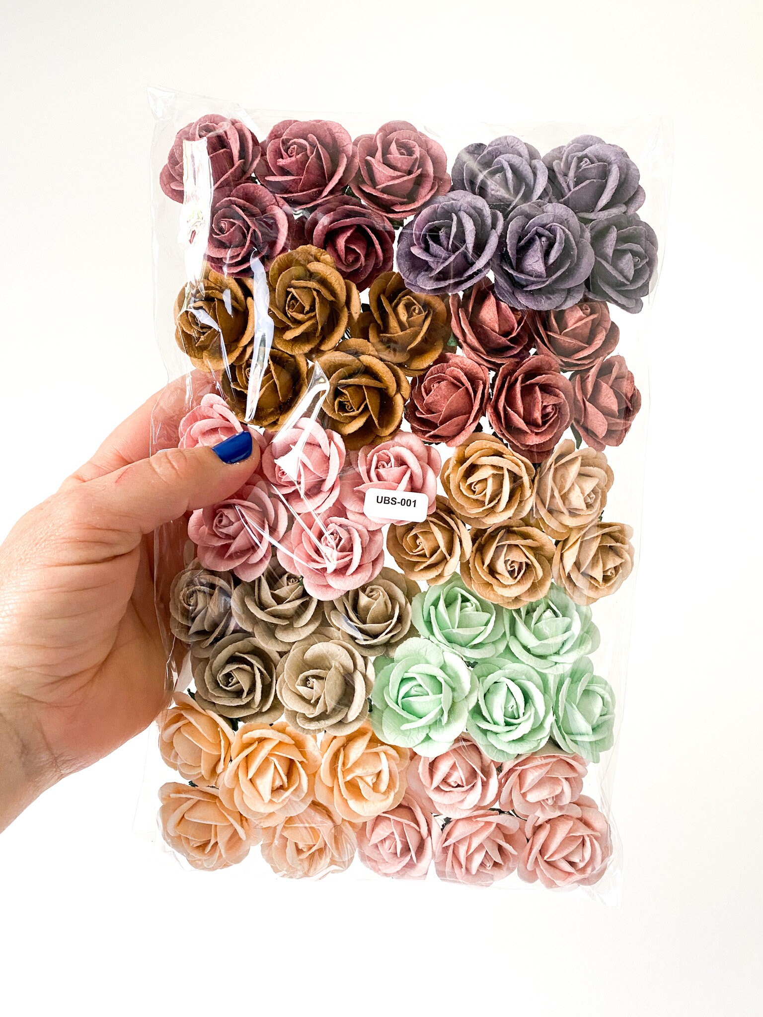50 Chelsea Roses in Mulberry Paper in Vintage Tones Artificial Flowers ...