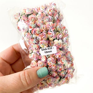100 Open Rose Mulberry Paper Flowers - CHOOSE COLOR - 10mm - Artificial ...