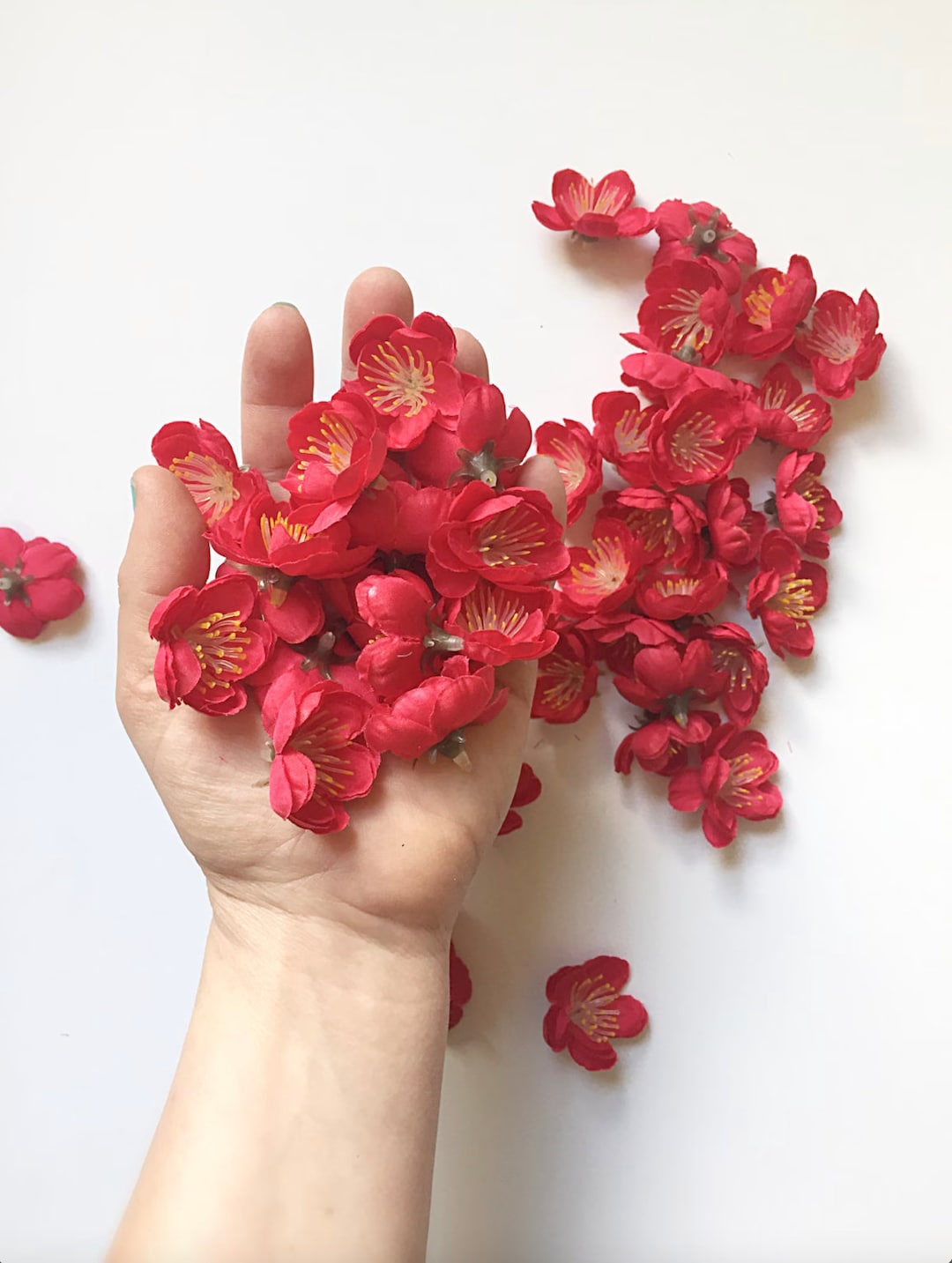 50 Small Cherry Blossoms in Red - Read Description - Artificial Flowers ...