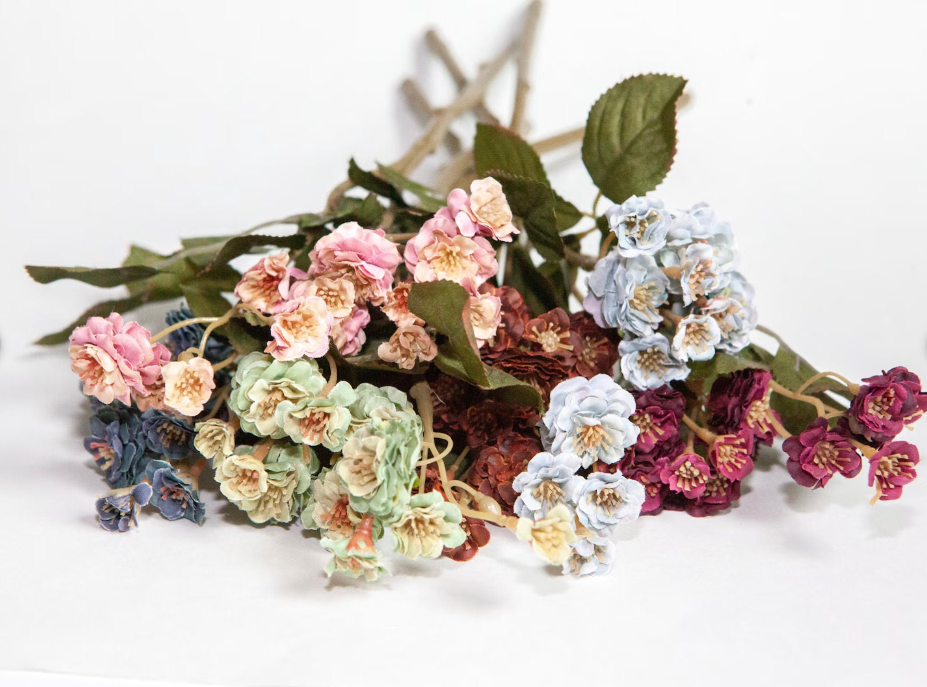 Wine Red Primrose Stem, Artificial Pompon Rose Stem Burgundy Rose Stem ...