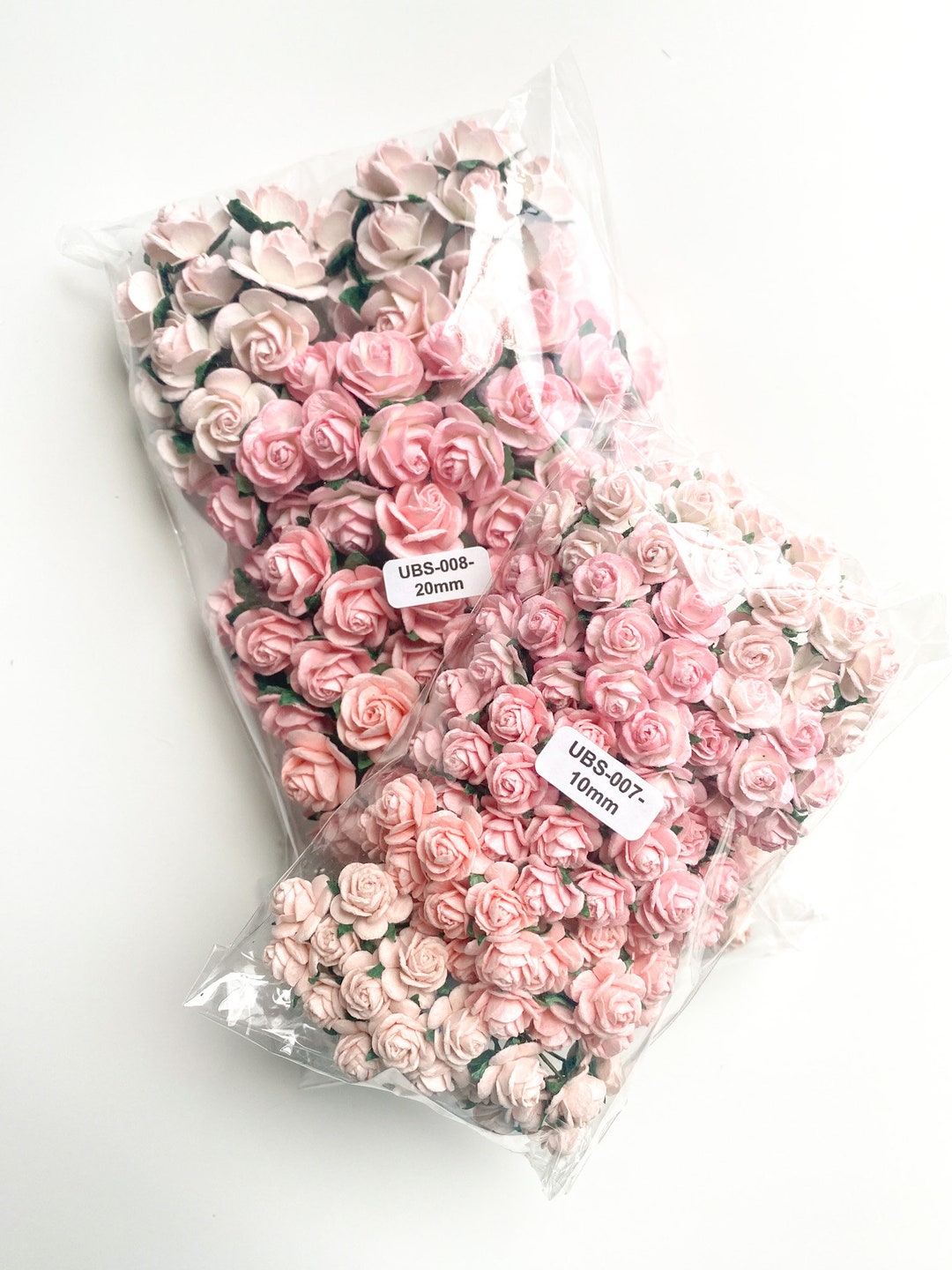 100 Open Rose Mulberry Paper Flowers in Pink Tones Mix - 10-25mm ...