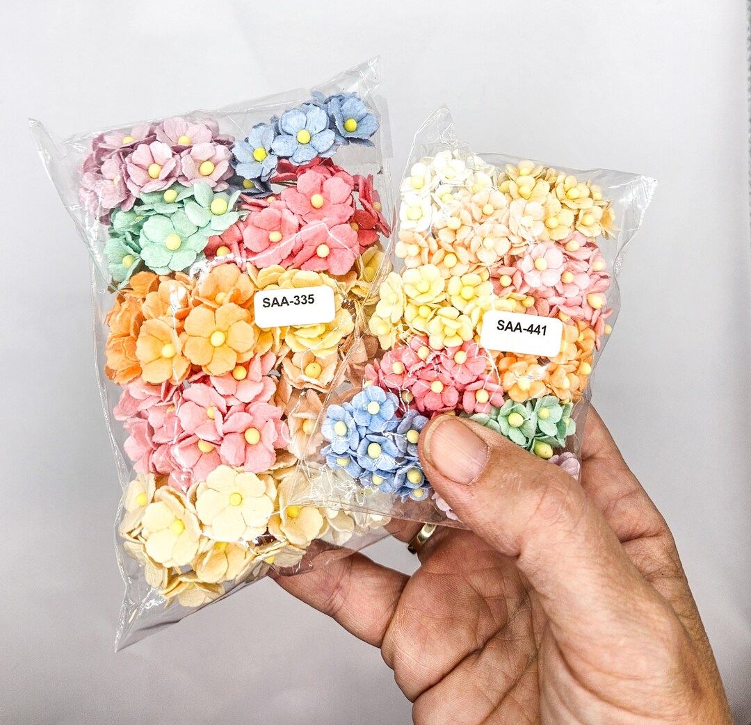 100 Regular or Mini Sweetheart Blossoms Paper Flowers in Spring Pastels ...